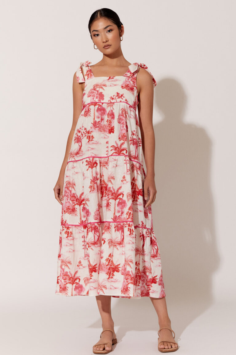 Adorne Allegra Print Linen Dress
